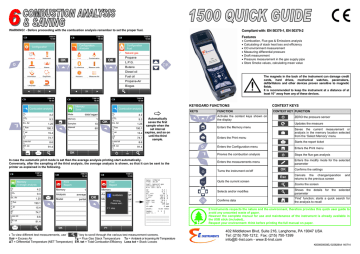 BTU 1500 Combustion Analyzer Quick Guide | Manualzz