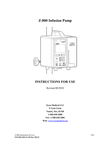 Infusion pump Z-800 Instructions for Use | Manualzz