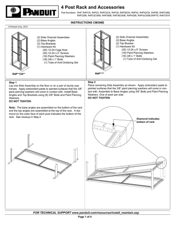 Panduit 4 Post Adjustable Rack Installation Instructions | Manualzz
