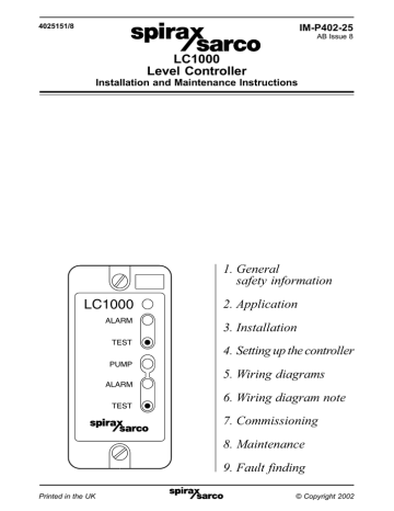 Spirax Sarco Level Control LC1000 Installation and Maintenance ...