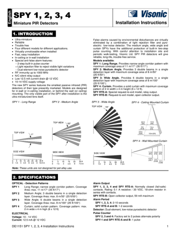 Visonic SPY 4 Installation instructions | Manualzz