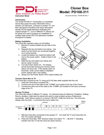 PDi PD108-311 Instruction Sheet | Manualzz