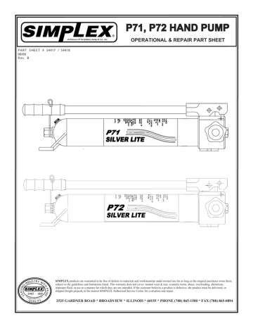 Simplex Silver Lite P72 Operational Manual | Manualzz