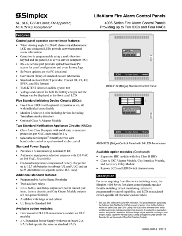 Simplex 4006 Series User manual | Manualzz