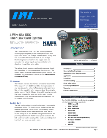 Fiber Link Card System 4 Wire 56k DDS User Guide | Manualzz