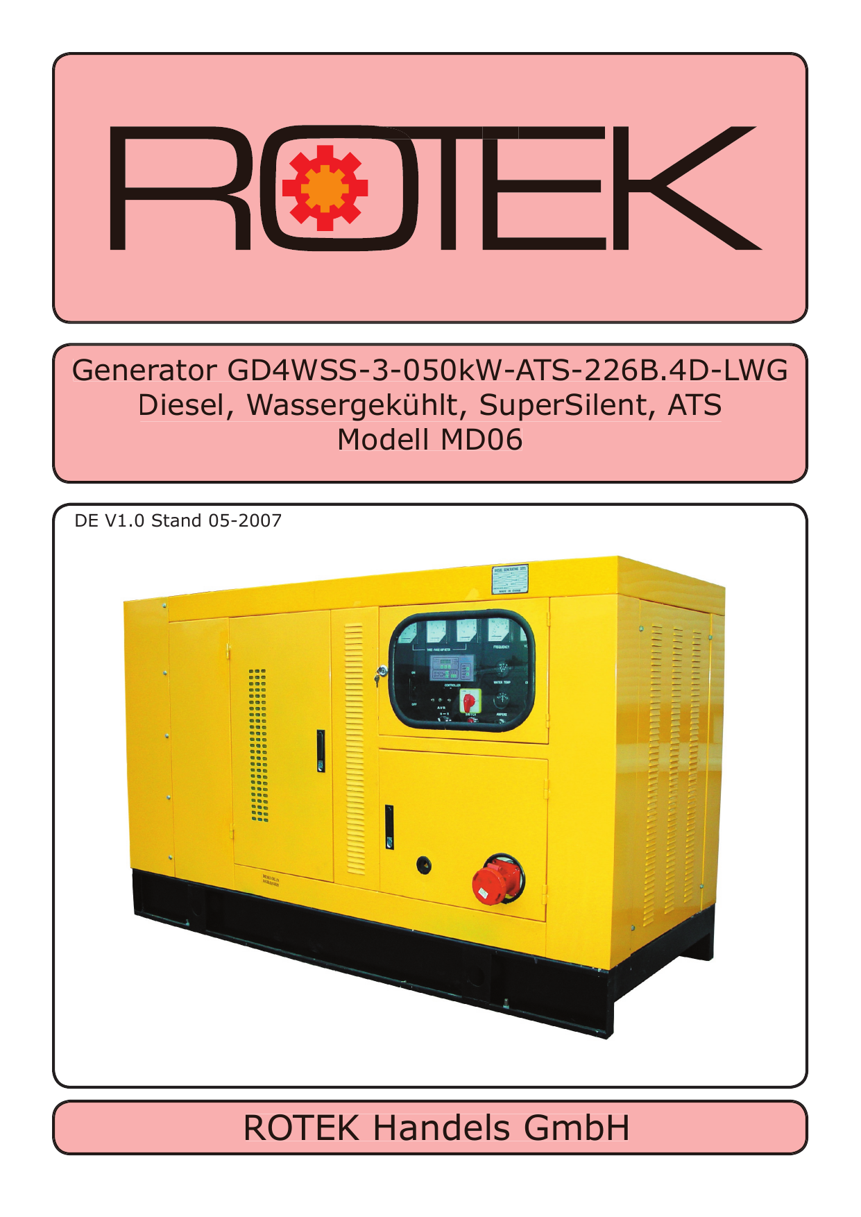 ROTEK Handels GmbH Generator GD4WSS-3-050kW-ATS-226B.4D-LWG Diesel ...