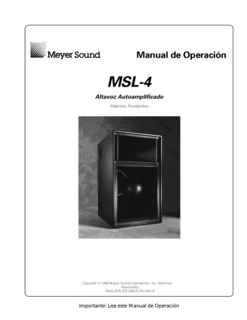Manual de Operación MSL-4 Altavoz Autoamplificado | Manualzz
