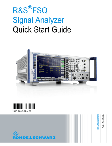 Rohde&Schwarz FSQ Quick Start Guide | Manualzz