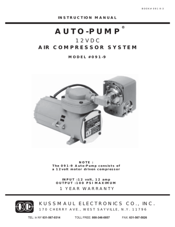 KUSSMAUL 091-9 AUTO-PUMP Instruction manual | Manualzz