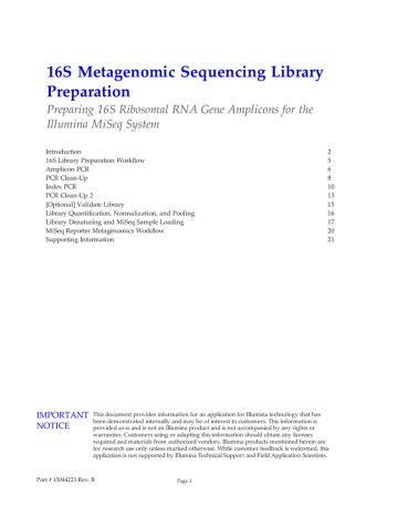 16S Metagenomic Sequencing Library MiSeq User Guide | Manualzz