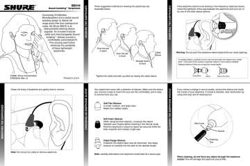 Shure SE210 User guide | Manualzz