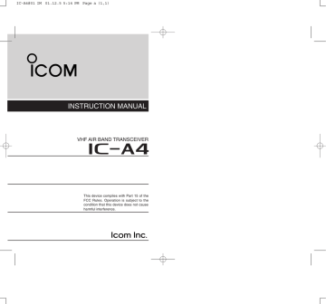 ICOM IC-A4 Instruction Manual | Manualzz