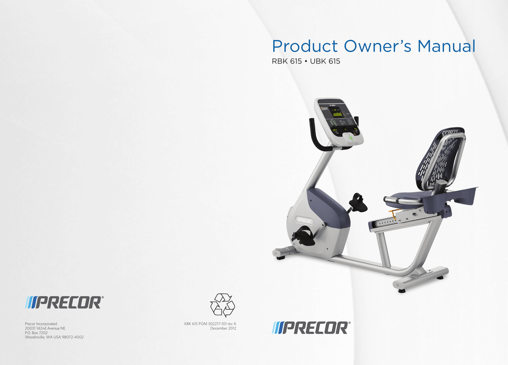 Precor RBK 615 Owner's Manual | Manualzz