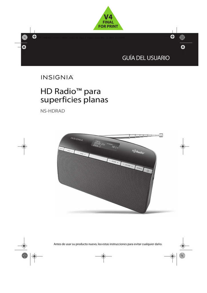 Insignia NS-HDRAD HD Radio Tabletop Radio Manual de usuario | Manualzz