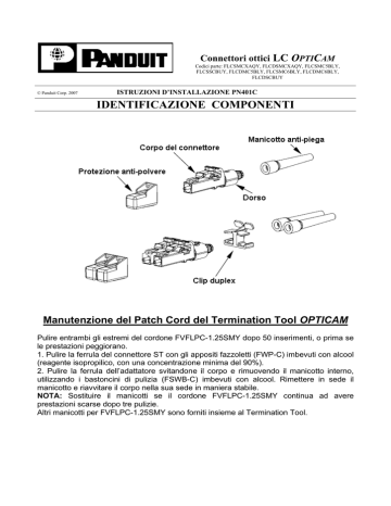 Panduit OPTICAM LC Installazione | Manualzz