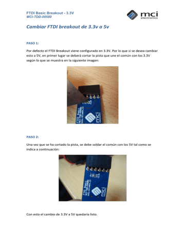 FTDI Breakout Basic Instrucciones: Cambiar de 3.3V a 5V | Manualzz