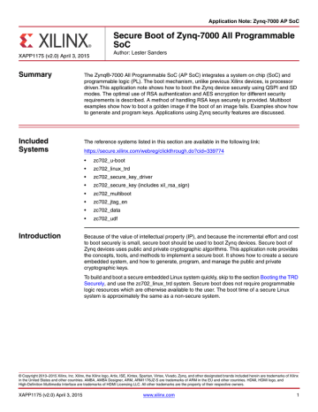 Secure Boot of Zynq-7000 All Programmable SoC Application Note | Manualzz