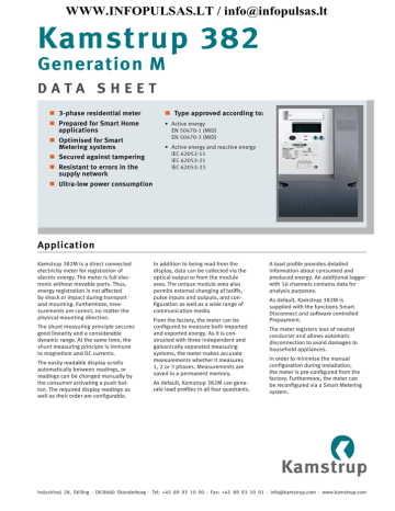 Kamstrup Generation M 382M Data Sheet | Manualzz