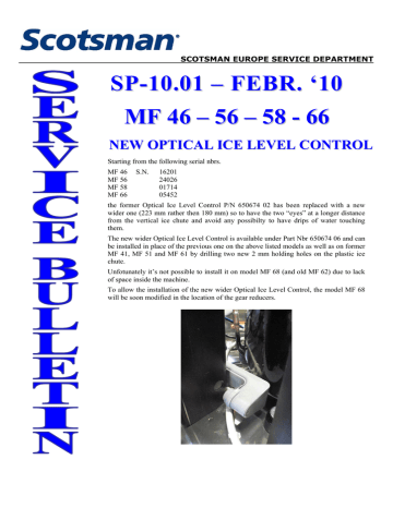 Scotsman Ice Cube Makers MF 46, MF 56, MF 58, MF 66, MF 68 Service ...