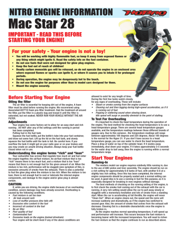 Nitro Engine Mac Star 28 User Manual | Manualzz