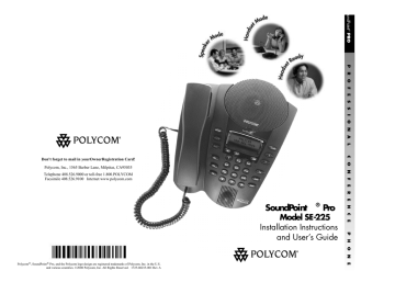 Polycom SoundPoint Pro SE-225 Installation instructions | Manualzz