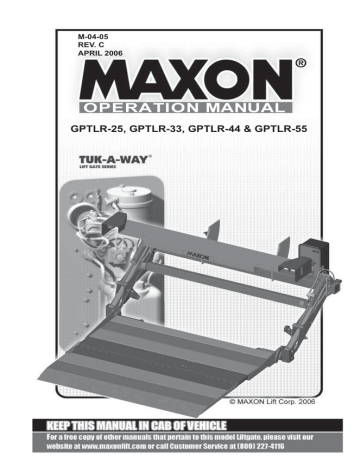 Maxon GPTLR SERIES (2006 Release) Operation Manual | Manualzz