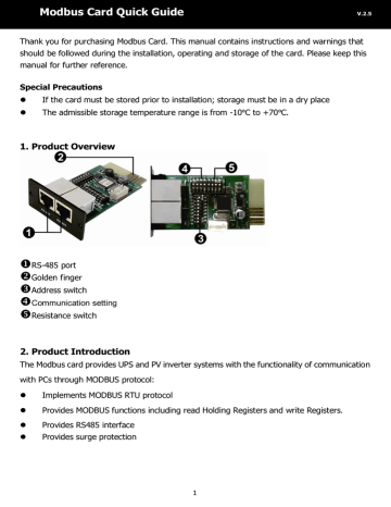 Modbus Card Quick Guide | Manualzz
