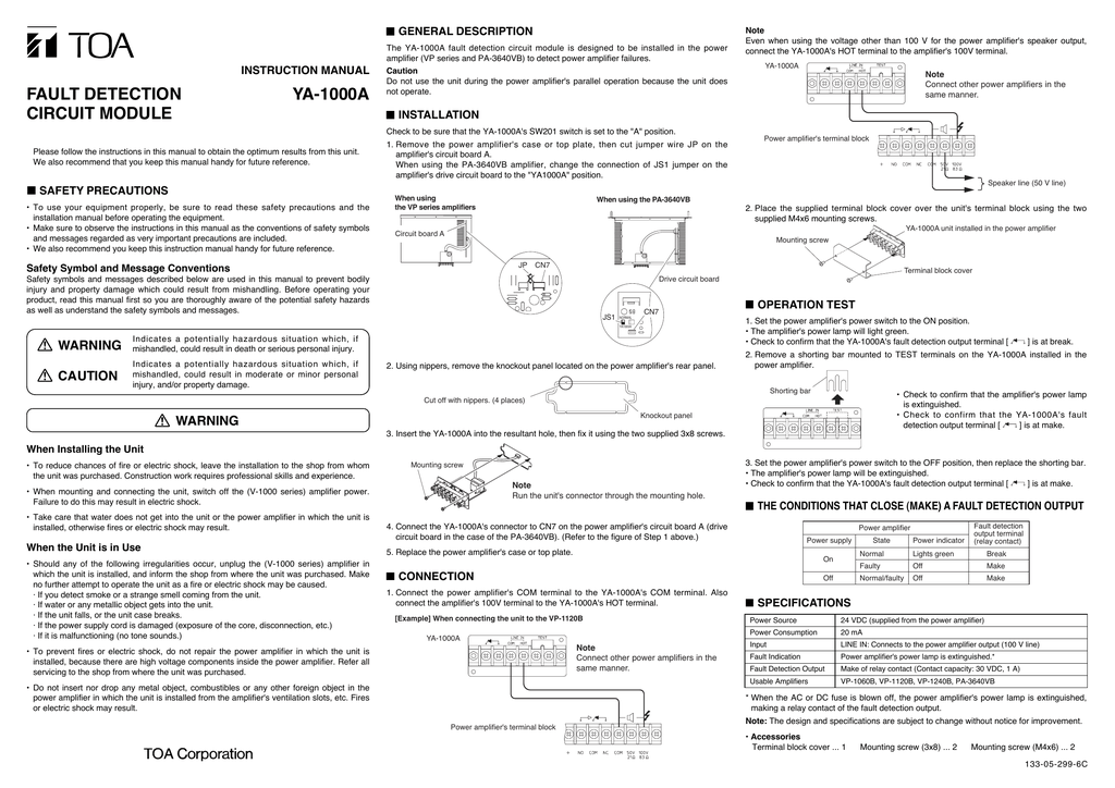 TOA YA-1000A User manual | Manualzz
