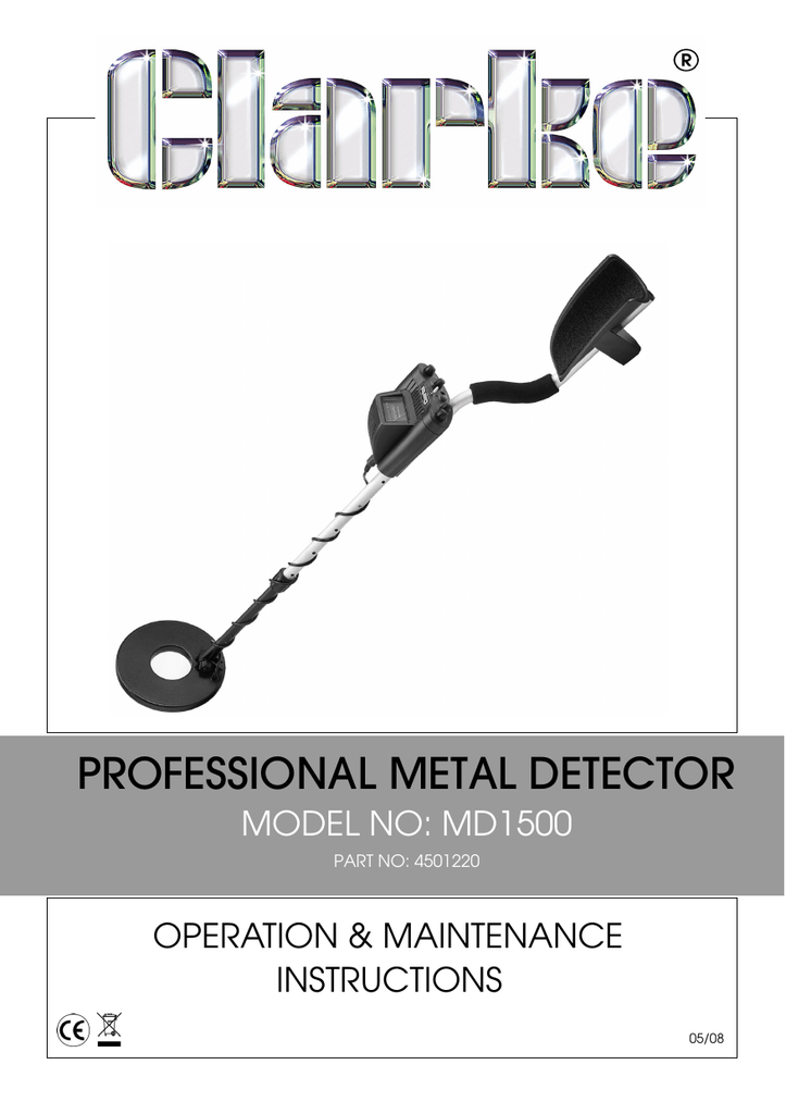PROFESSIONAL METAL DETECTOR OPERATION & MAINTENANCE INSTRUCTIONS MODEL ...