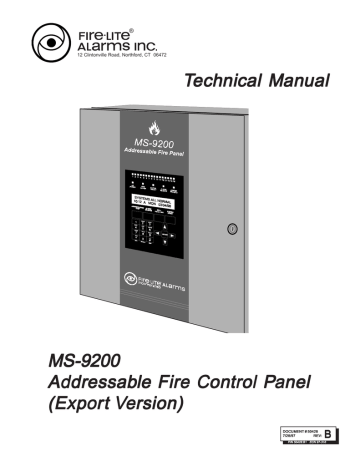 Fire-Lite MS-9200 Addressable Fire Control Panel Technical Manual ...