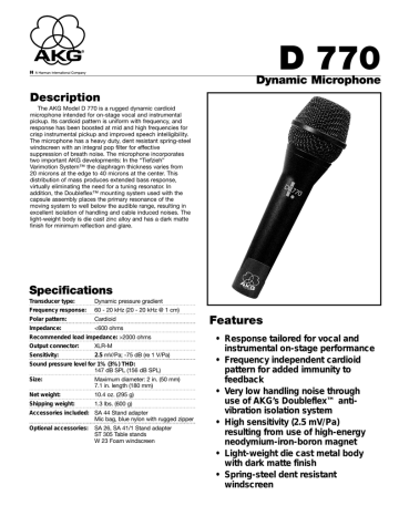 AKG D 770 Specifications | Manualzz