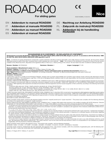 ROAD 400 Addendum to manual | Manualzz