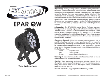 Elation Epar QW User manual | Manualzz
