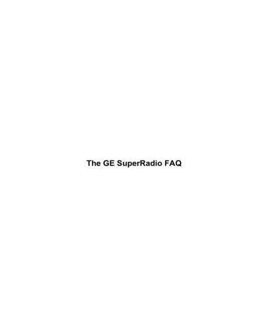GE Superadio II, Superadio III - FAQ | Manualzz