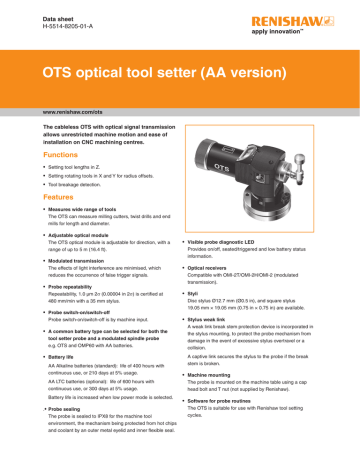 Renishaw OTS AA Data Sheets | Manualzz