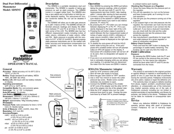 Fieldpiece SDMN5 Dual Port Manometer User Manual | Manualzz
