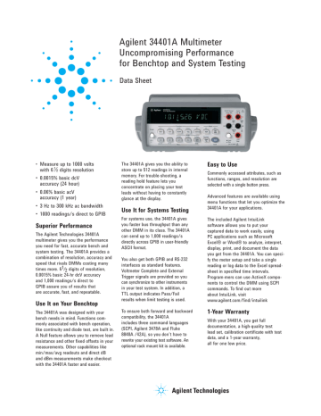 Agilent Technologies 34401A Datasheet | Manualzz