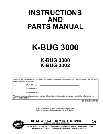 K-BUG 3000 & K-BUG 3002 Instructions and Parts Manual | Manualzz