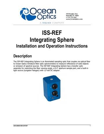Ocean Insight ISP-REF Integrating Sphere Owner Manual | Manualzz