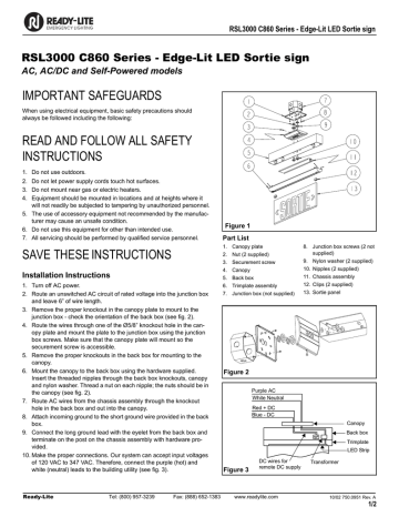 Ready-Lite Edge-Lit LED Sortie Sign RSL3000 C860 Instructions | Manualzz