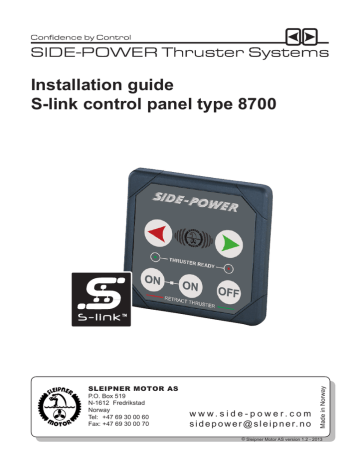 Side-Power S-Link 8700 Control Panel Installation Guide | Manualzz