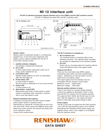 Renishaw MI 12 interface unit Data Sheets | Manualzz