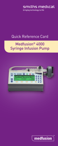 Medfusion 4000 Syringe Infusion Pump Quick Reference Card | Manualzz