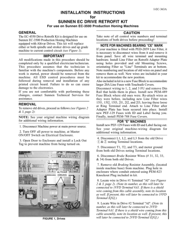 Sunnen EC-4550 Drive Retrofit Kit Installation Instructions | Manualzz
