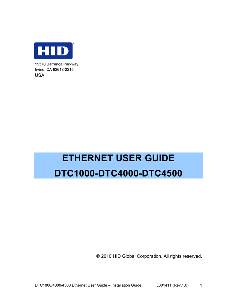 HID DTC4000 Ethernet User Manual | Manualzz