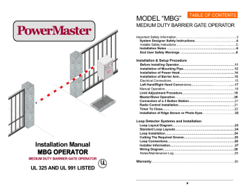 Powermaster MBG Installation manual | Manualzz