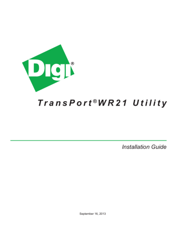 Digi TransPort WR21 Utility Installation Guide | Manualzz