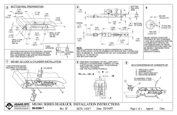 Adams Rite MS1861 1861-02, 1861-01 Deadlock Installation Instructions ...
