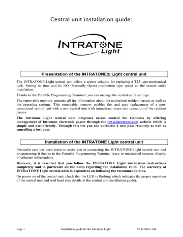 Intratone Light-EEN-IL Access Control Installation guide | Manualzz