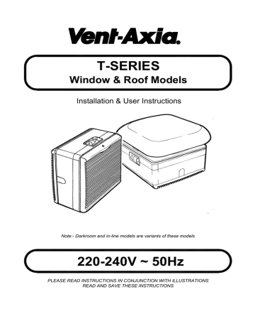 Vent-Axia T-Series Installation & User's Instructions | Manualzz